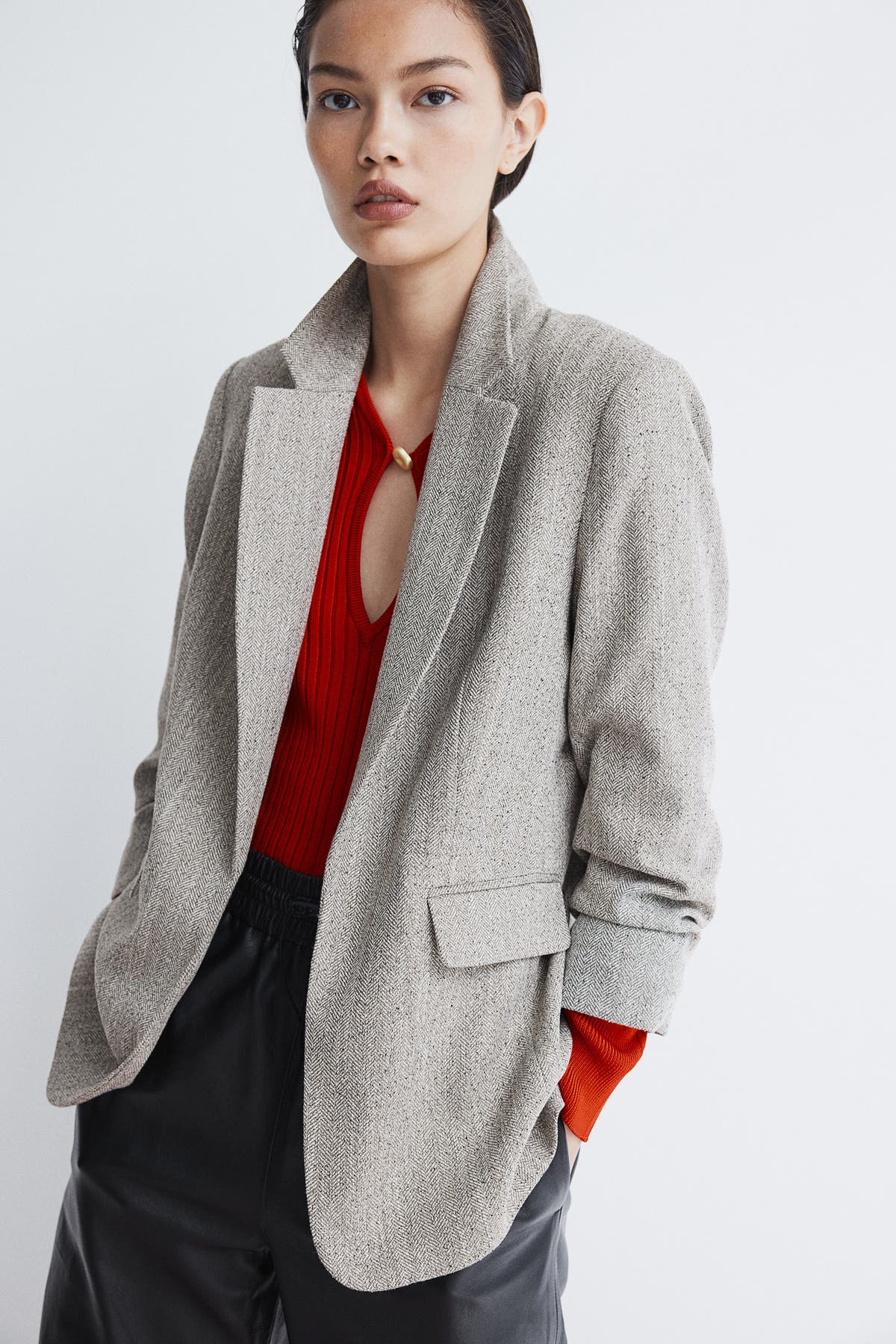 Gathered-sleeve Blazer | H&M UAE