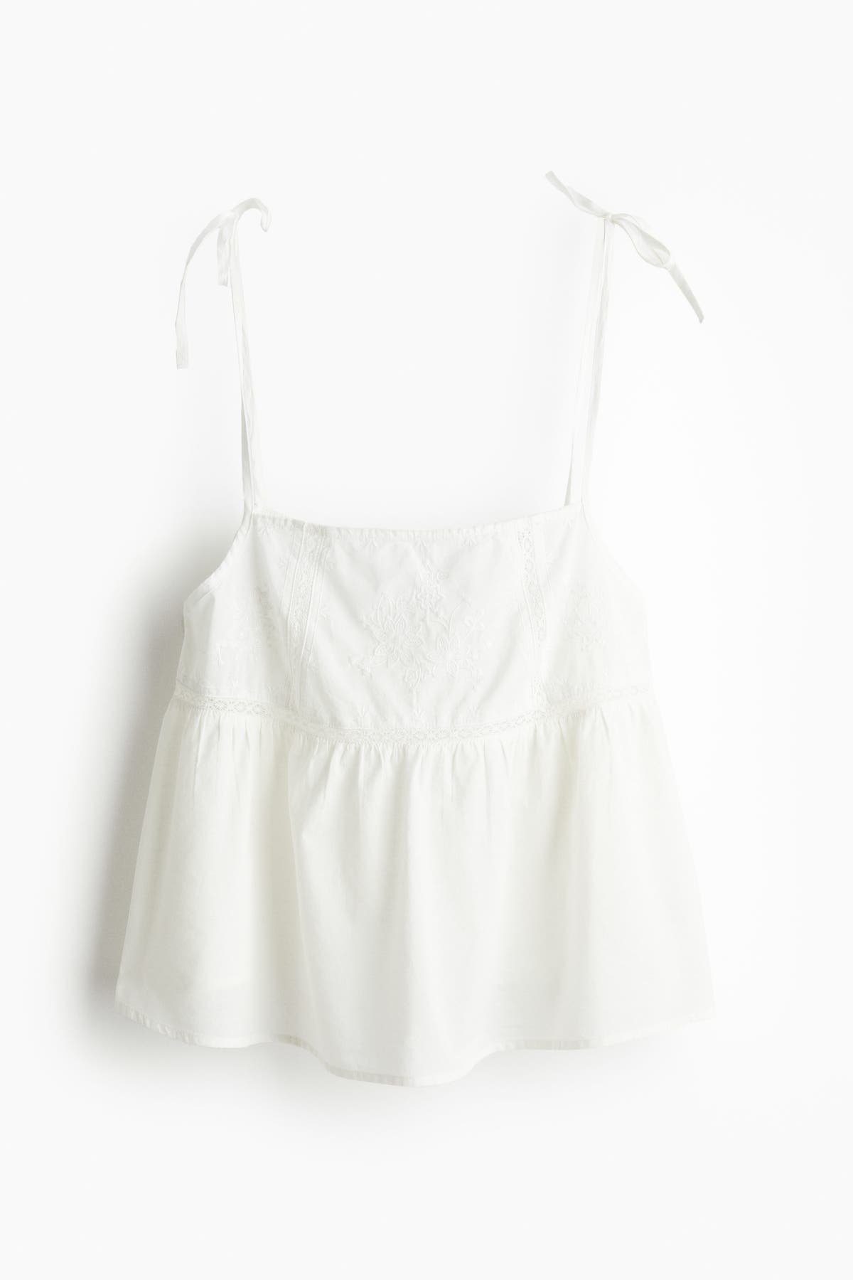 Embroidered Tie-strap Top | H&M UAE