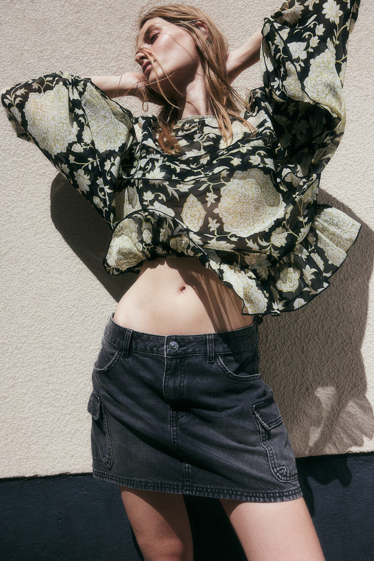 Flounce-trimmed Chiffon Blouse | H&M UAE