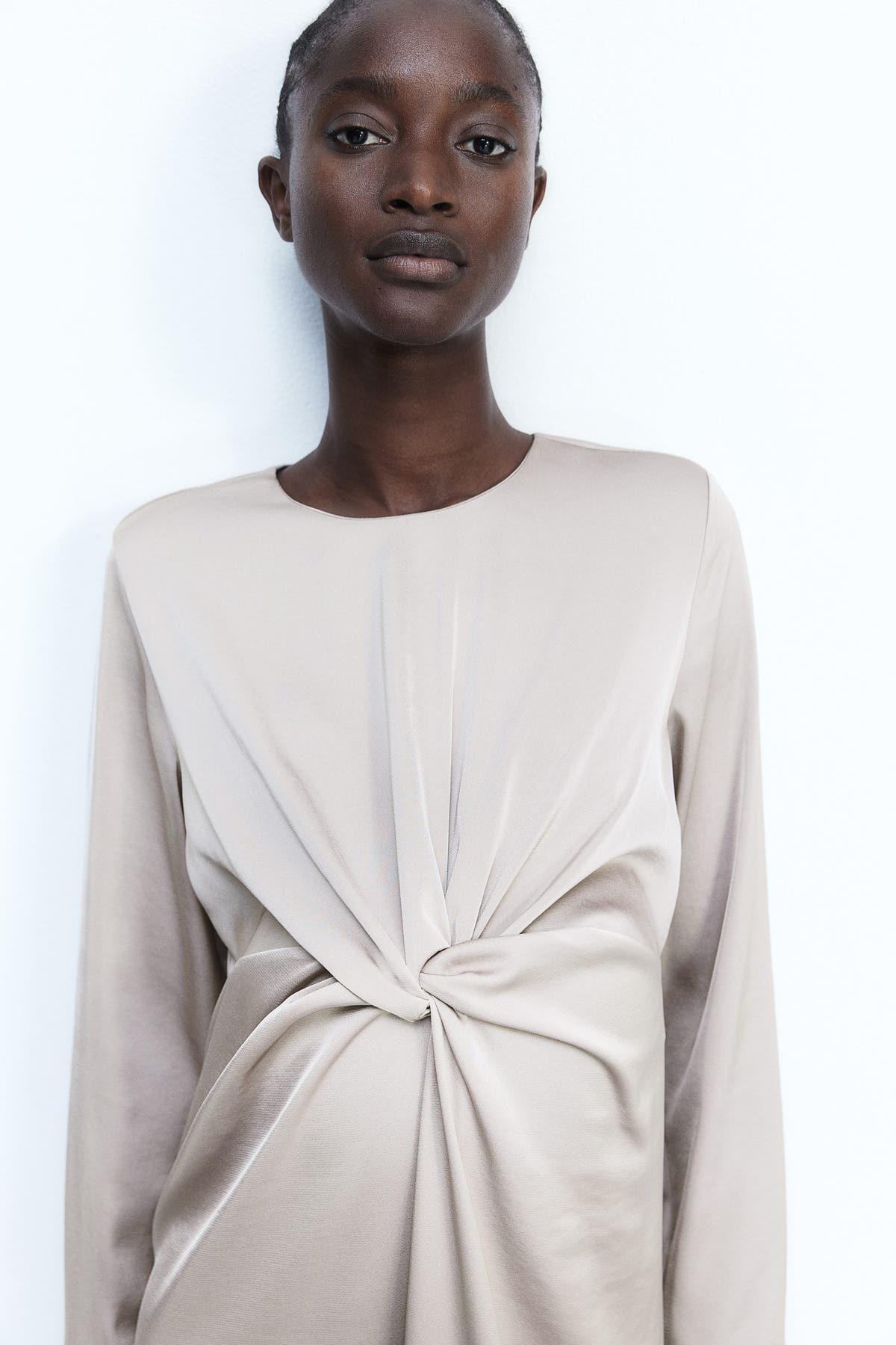 Mama Draped Knot-detail Satin Dress | H&M UAE